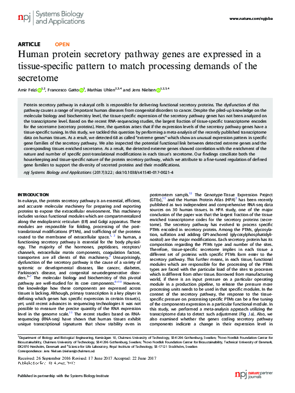 (PDF) Human protein secretory pathway genes are expressed in a tissue ...