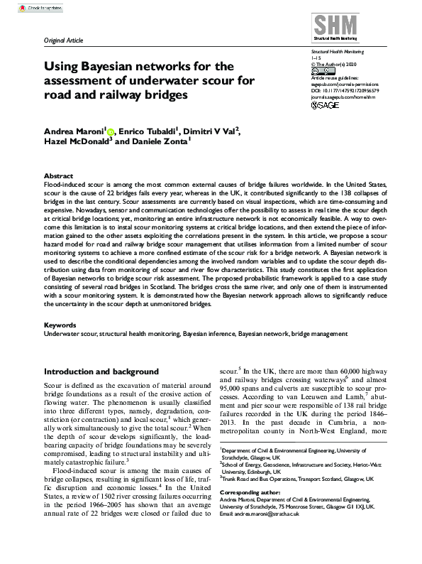 (PDF) Using Bayesian networks for the assessment of underwater scour for road and railway bridges