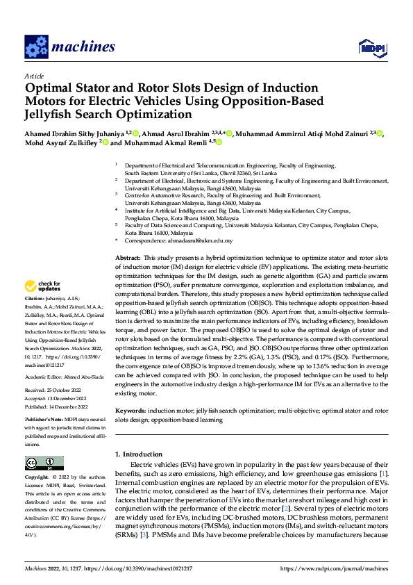 Pdf Optimal Stator And Rotor Slots Design Of Induction Motors For Electric Vehicles Using