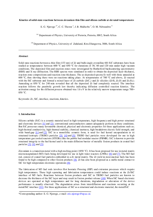 (PDF) Kinetics of solid-state reactions between zirconium thin film and ...
