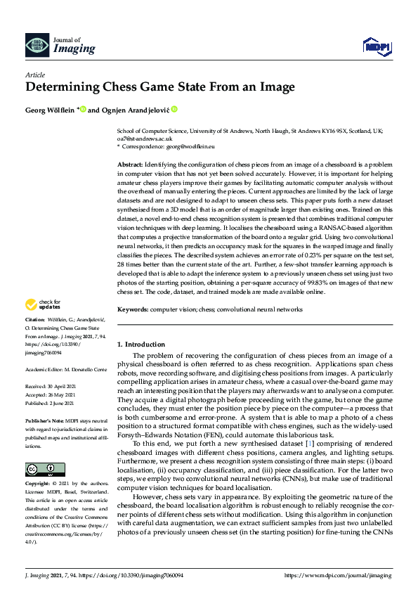 (PDF) Determining Chess Game State from an Image
