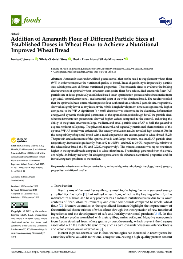 (PDF) Addition of Amaranth Flour of Different Particle Sizes at ...