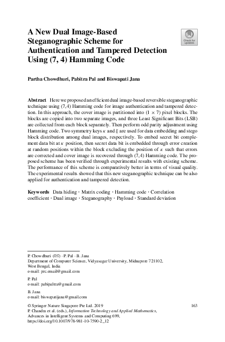 Pdf A New Dual Image Based Steganographic Scheme For Authentication And Tampered Detection