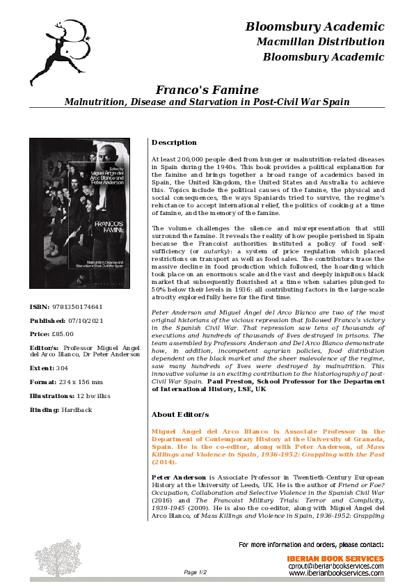 (PDF) Franco's Famine. Malnutrition, Disease and Starvation in Post ...