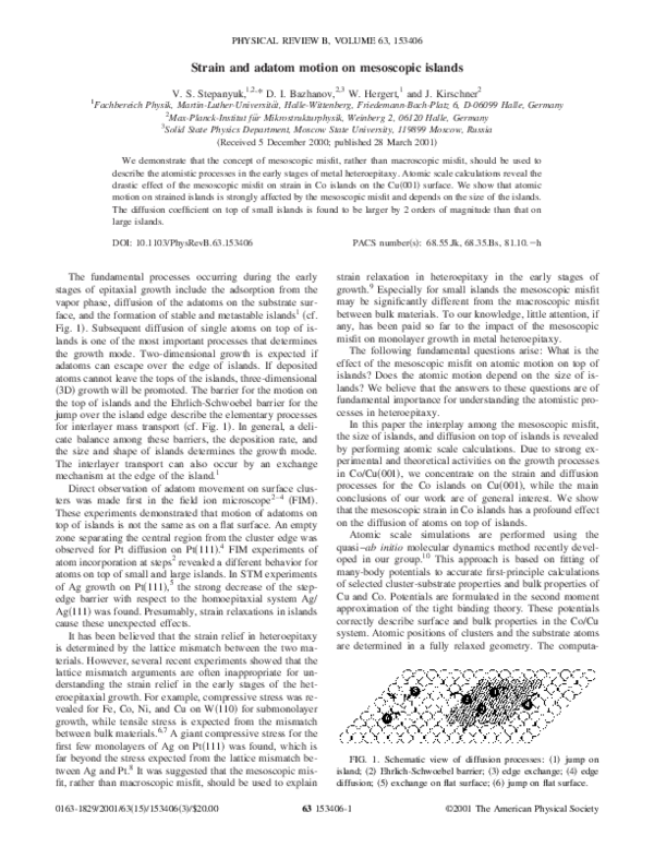 (PDF) Strain and adatom motion on mesoscopic islands