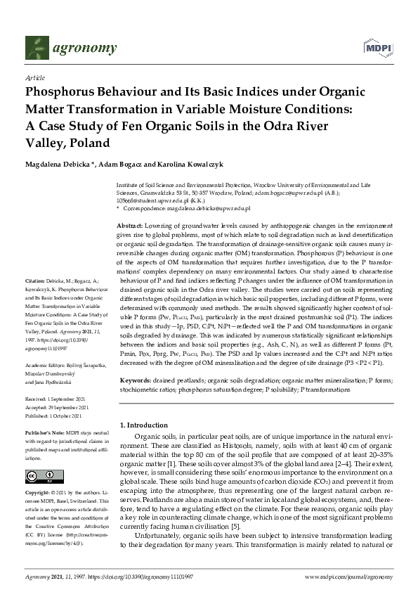 (PDF) Phosphorus Behaviour and Its Basic Indices under Organic Matter ...