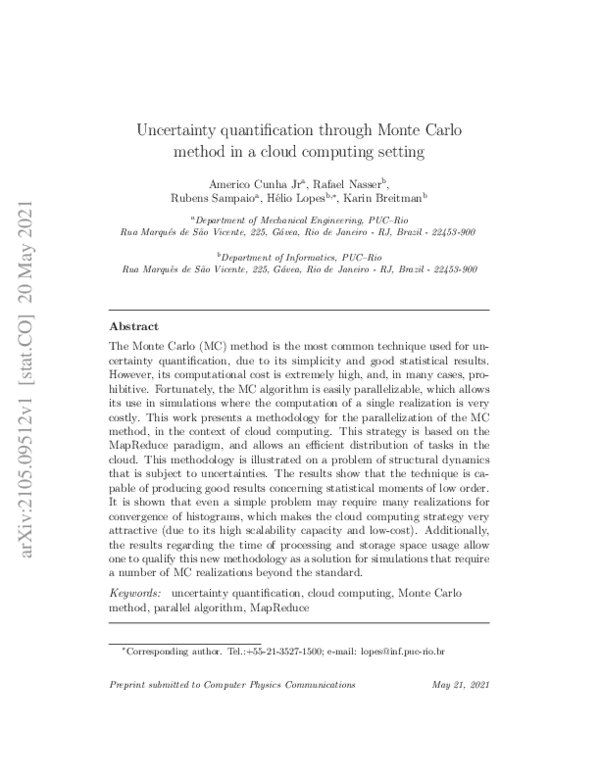 (PDF) Uncertainty quantification through the Monte Carlo method in a cloud computing setting ...