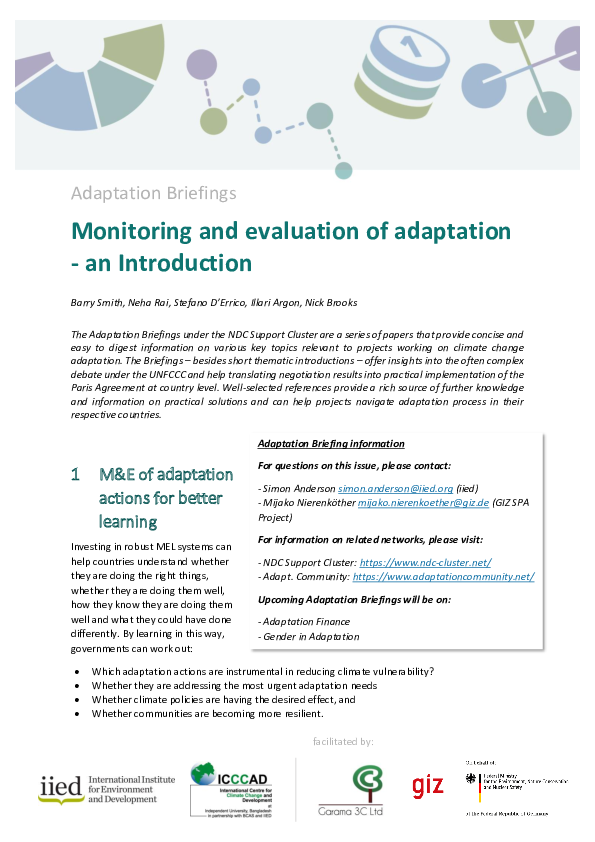 (PDF) Monitoring and evaluation of adaptation-an Introduction