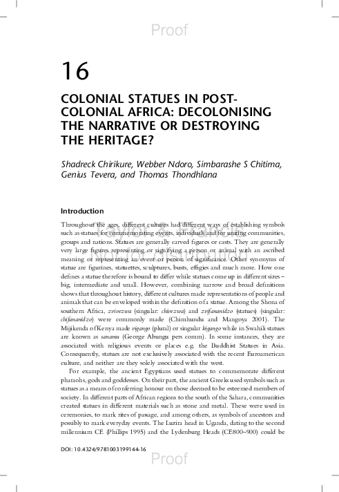 (PDF) COLONIAL STATUES IN POST-COLONIAL AFRICA: DECOLONISING THE ...