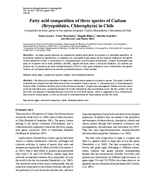 (PDF) Fatty acid composition of three species of Codium (Bryopsidales ...