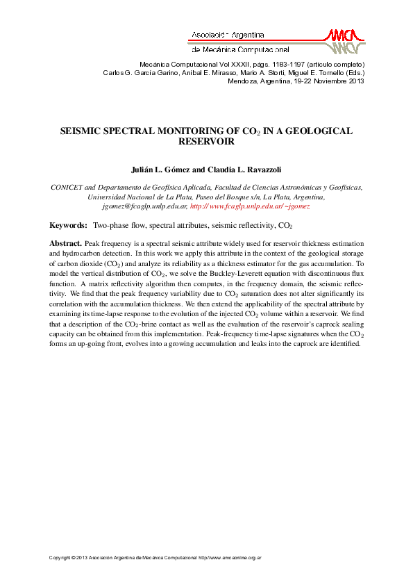 Pdf Seismic Spectral Monitoring Of Co2 In A Geological Reservoir