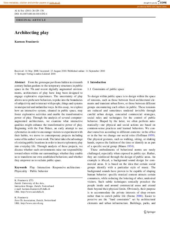 (PDF) Architecting play