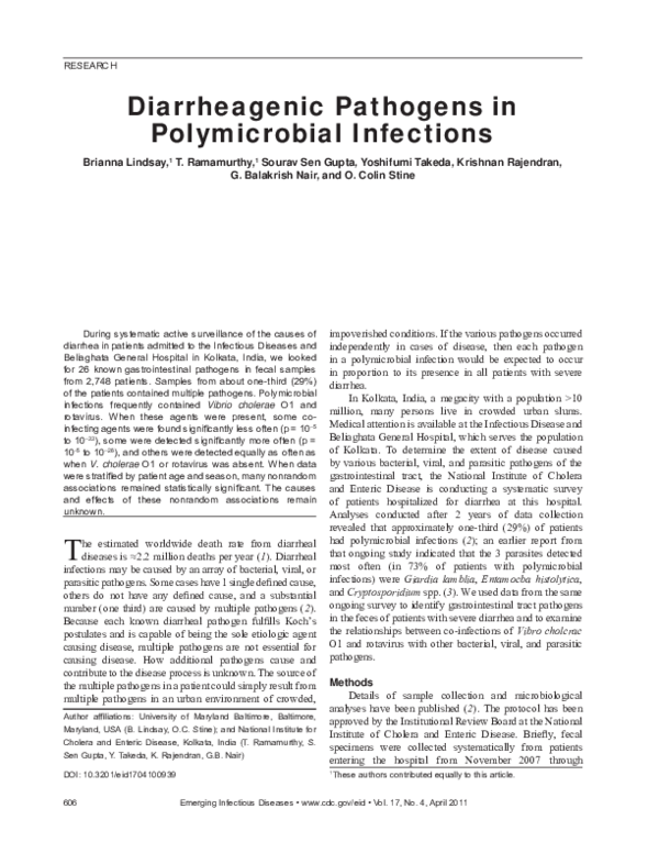 (PDF) Diarrheagenic Pathogens in Polymicrobial Infections