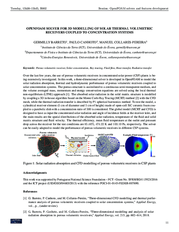 (PDF) OpenFOAM solver for 3d modelling of solar thermal volumetric ...