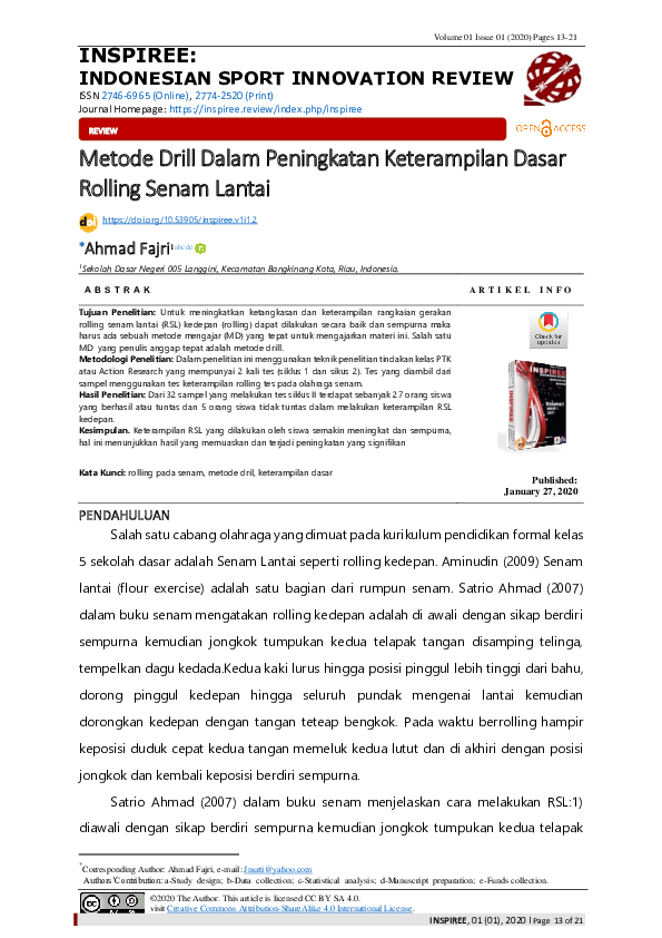 (PDF) Metode Drill Dalam Peningkatan Keterampilan Dasar Rolling Senam Lantai