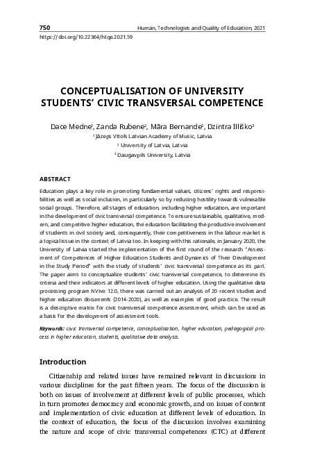 (PDF) Conceptualisation of University Students’ Civic Transversal ...