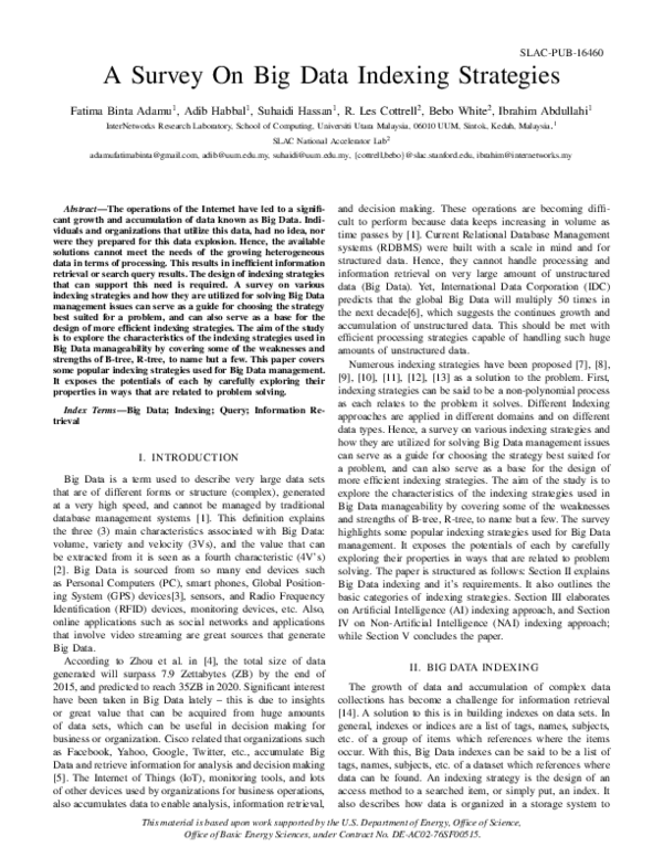 (PDF) A Survey On Big Data Indexing Strategies