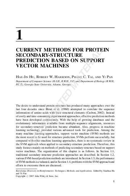 (PDF) Current Methods for Protein Secondary-Structure Prediction Based on Support Vector ...