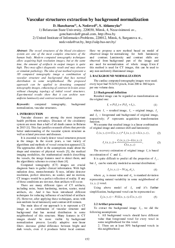 Pdf Vascular Structures Extraction By Background Normalization