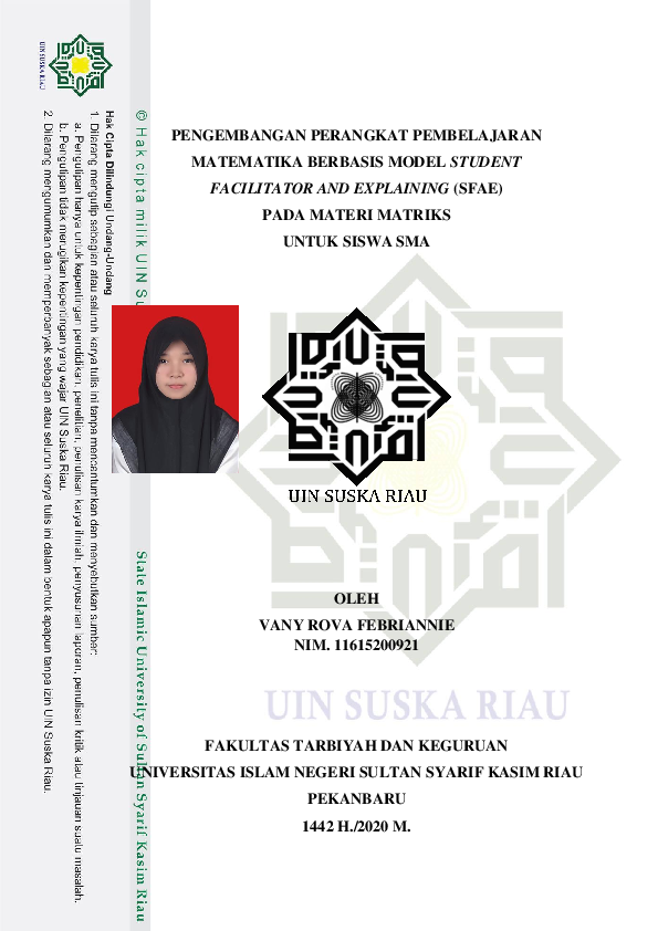 (PDF) Pengembangan Perangkat Pembelajaran Matematika Berbasis Model Student Facilitator and ...