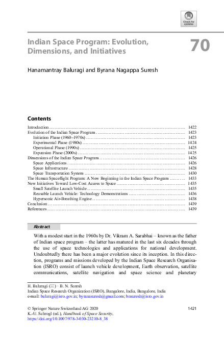 (PDF) Indian Space Program: Evolution, Dimensions, and Initiatives | Hanamantray Baluragi ...