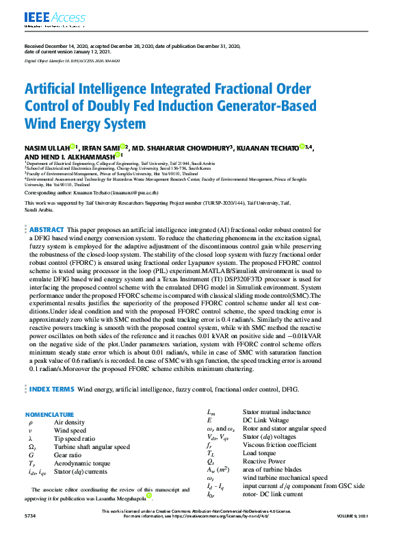 (PDF) Artificial Intelligence Integrated Fractional Order Control of Doubly Fed Induction ...