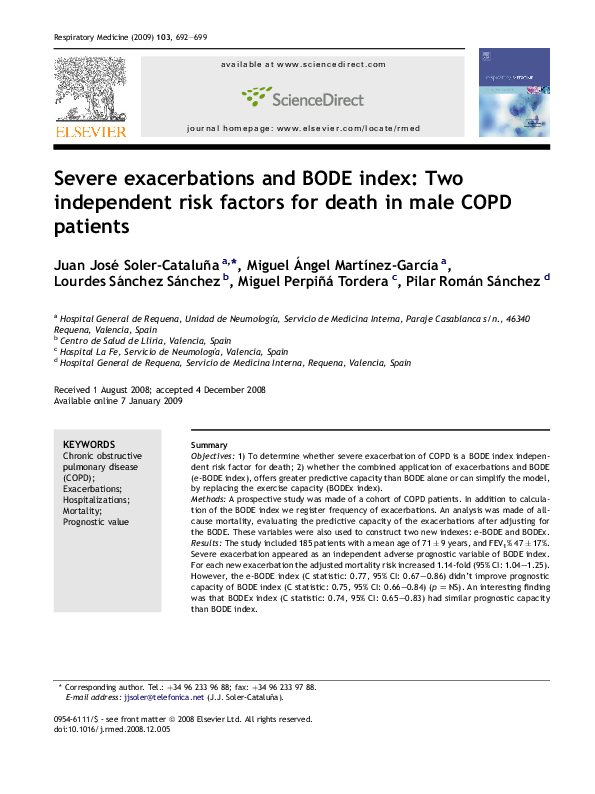 (PDF) Severe exacerbations and BODE index: Two independent risk factors ...
