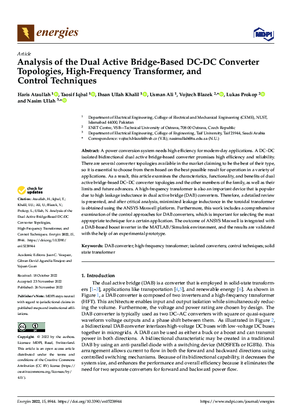 Pdf Analysis Of The Dual Active Bridge Based Dc Dc Converter Topologies High Frequency