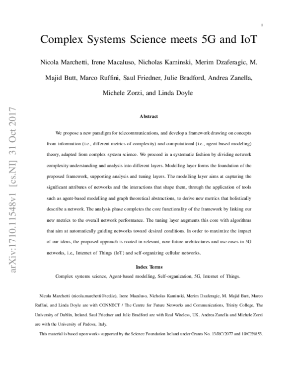 (PDF) Complex Systems Science meets 5G and IoT