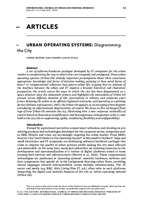 (PDF) Urban Operating Systems: Diagramming the City