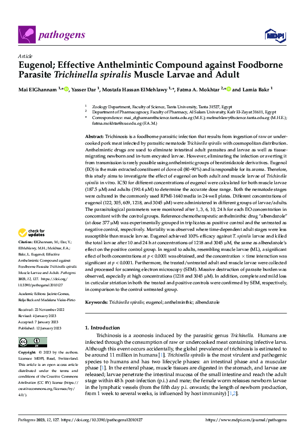 (PDF) Eugenol; Effective Anthelmintic Compound against Foodborne ...