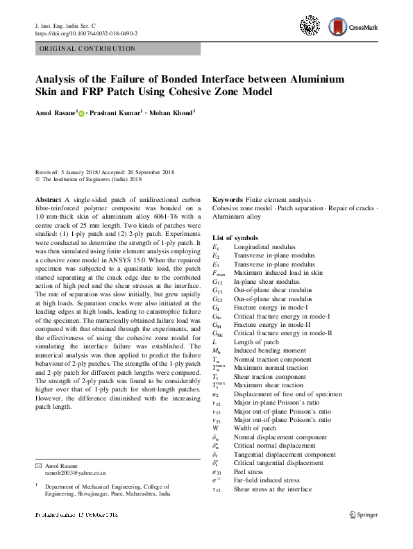 (PDF) Analysis of the Failure of Bonded Interface between Aluminium ...