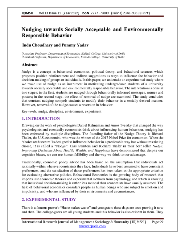 (PDF) Nudging towards Socially Acceptable and Environmentally ...