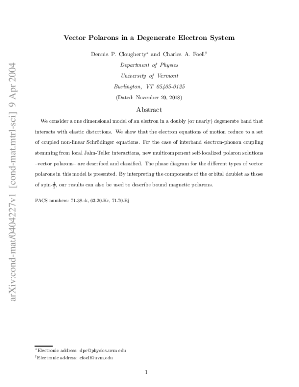 (PDF) Vector polarons in a degenerate electron system