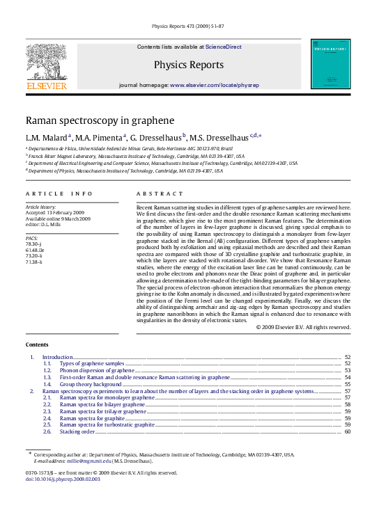 (PDF) Raman spectroscopy in graphene