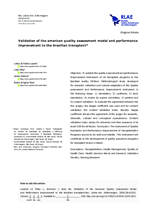 (PDF) Validation of the american quality assessment model and performance improvement to the ...
