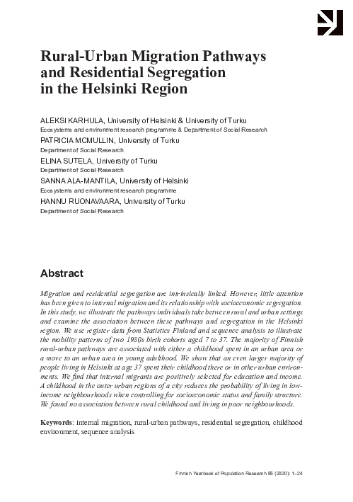 (PDF) Rural-Urban Migration Pathways and Residential Segregation in the ...