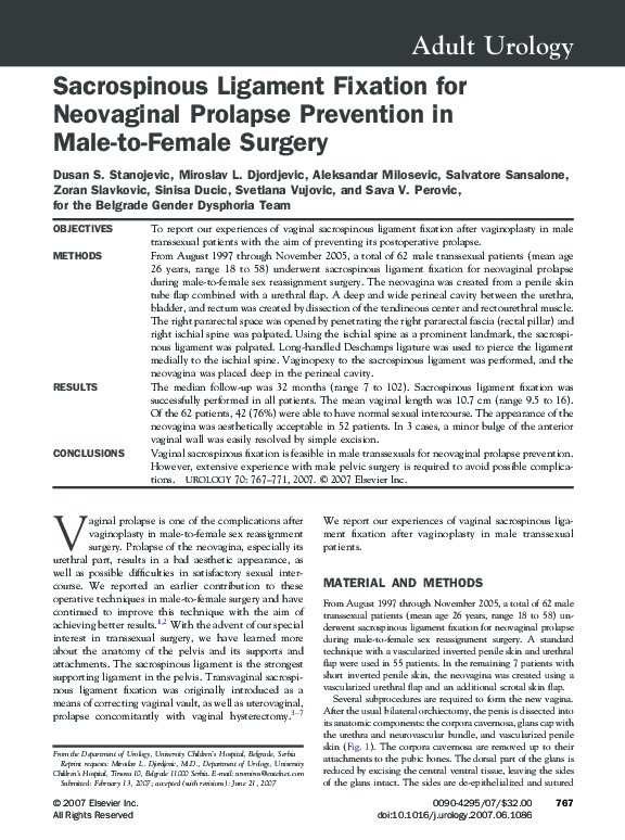 (PDF) Sacrospinous Ligament Fixation for Neovaginal Prolapse Prevention ...