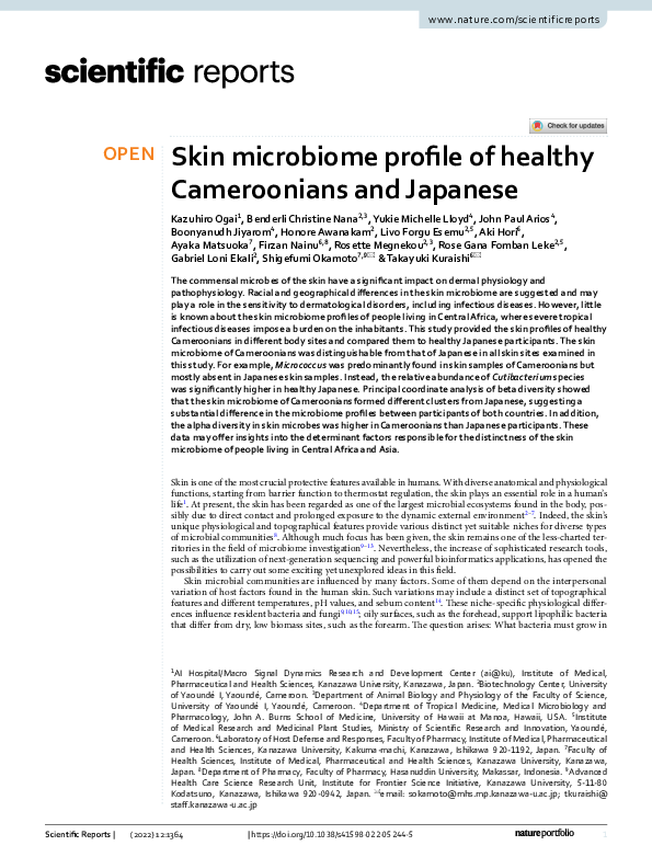(PDF) Skin microbiome profile of healthy Cameroonians and Japanese