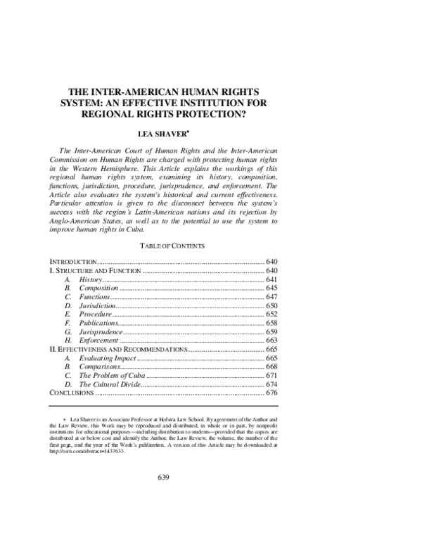 (PDF) The Inter-American Human Rights System: An Effective Institution ...