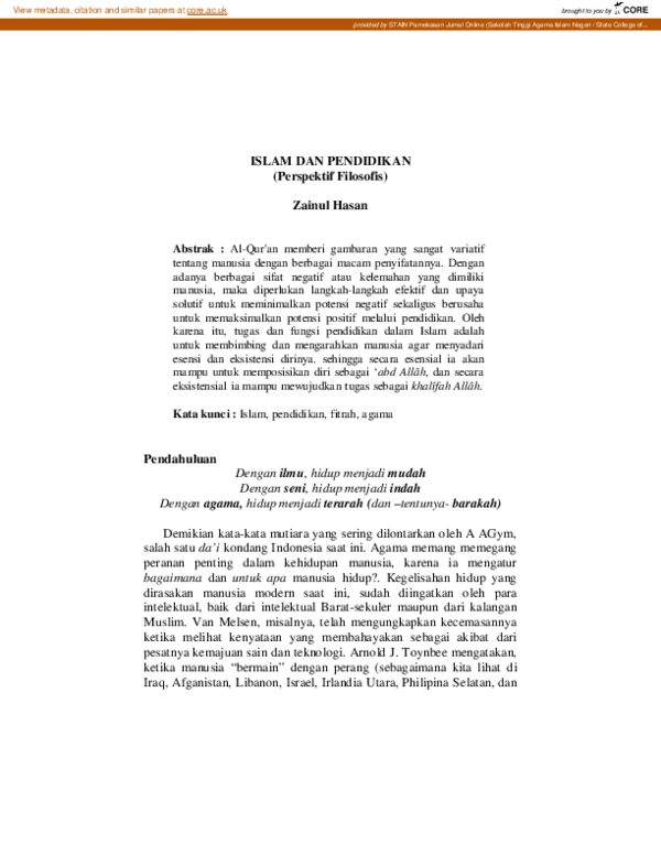 (PDF) ISLAM DAN PENDIDIKAN (Perspektif Filosofis)