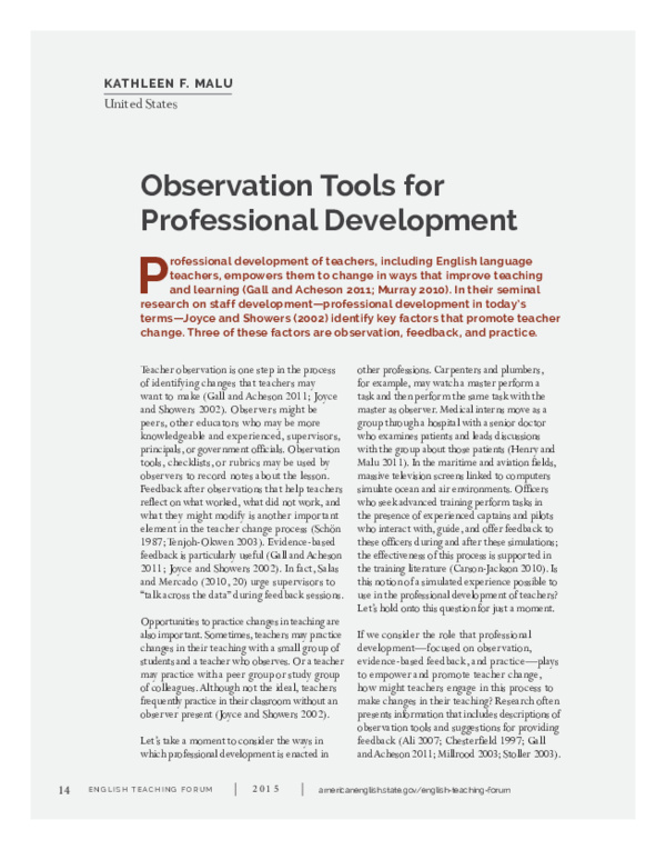 (PDF) Observation Tools for Professional Development