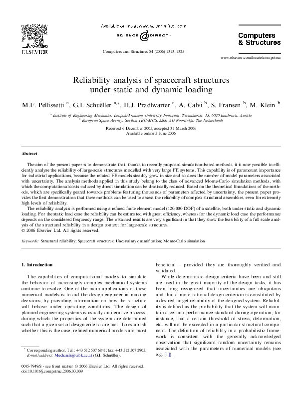 (PDF) Reliability analysis of spacecraft structures under static and ...