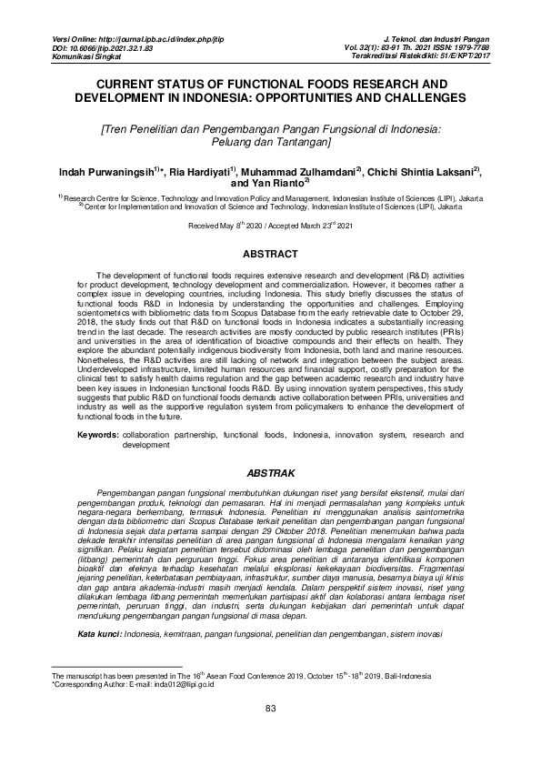 (PDF) Current Status of Functional Foods Research and Development in ...
