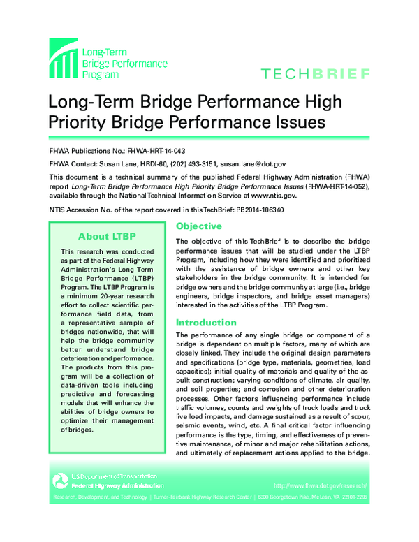(PDF) Long-Term Bridge Performance High Priority Bridge Performance Issues