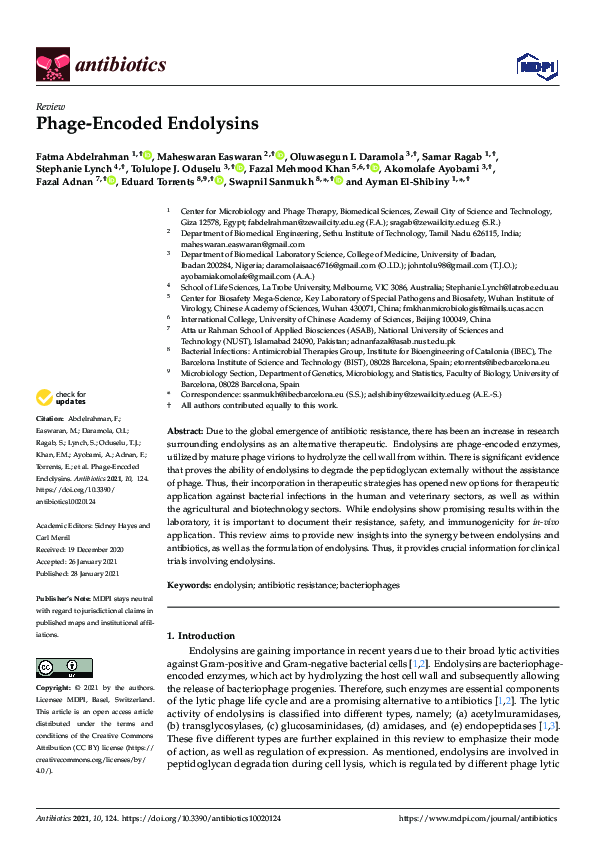 (PDF) Phage-encoded endolysins