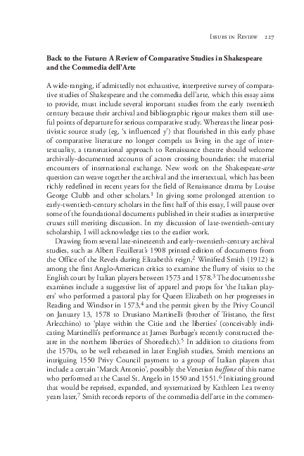 (PDF) Back to the Future: A Review of Twentieth-Century Commedia ...