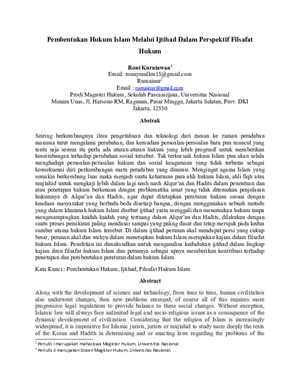 (DOC) Pembentukan Hukum Islam Melalui Ijtihad Dalam Perspektif Filsafat ...