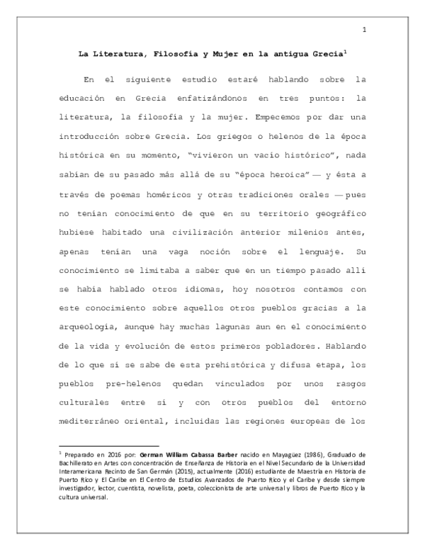 (PDF) La Literatura, Filosofía y Mujer en la antigua Grecia (Ensayo)