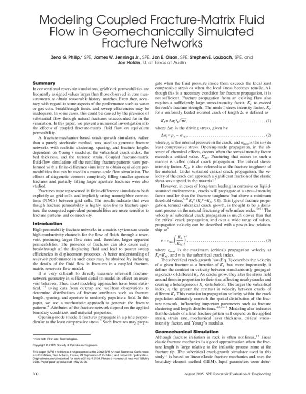 (PDF) Modeling Coupled Fracture-Matrix Fluid Flow in Geomechanically ...
